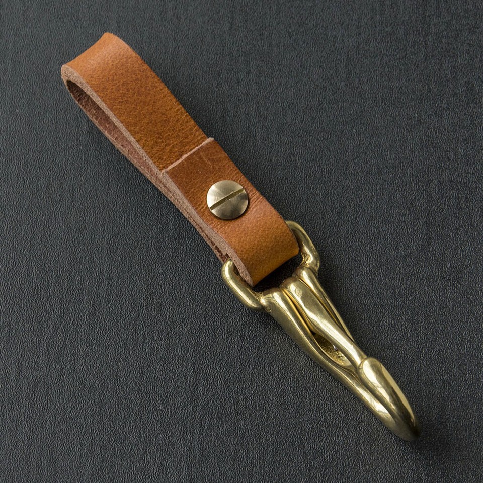 Leather Key Fob Belt Loop Key Holder Brass Halt Snap Hook | eBay
