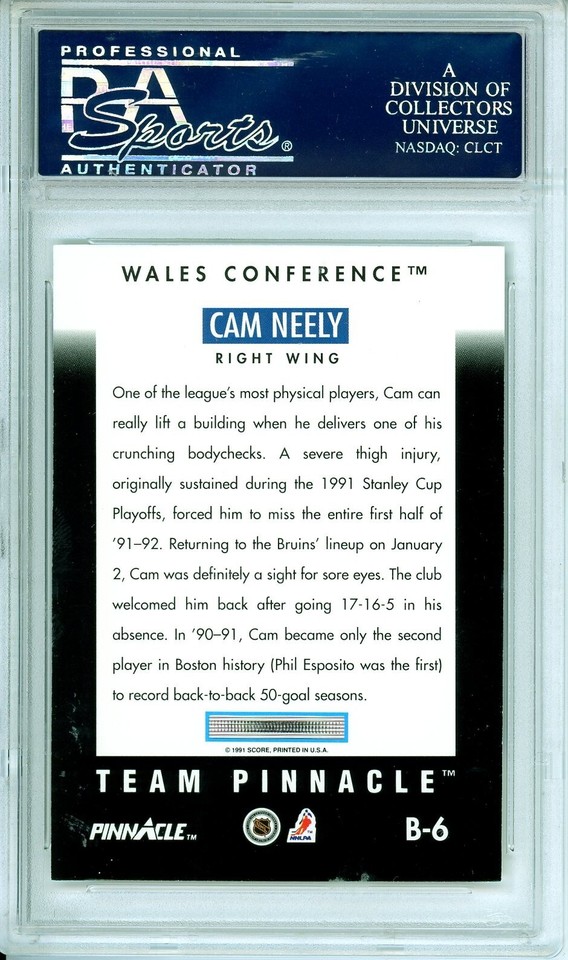 1991 Pinnacle B Team Pinnacle Cam Neely #B6 PSA 10 Pop 4 | eBay