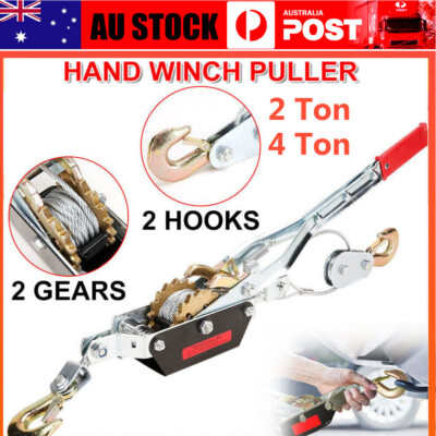 2 Ton 4 Ton Hand Winch Puller 2 Hooks Car Trailer Trucks Come Along ...
