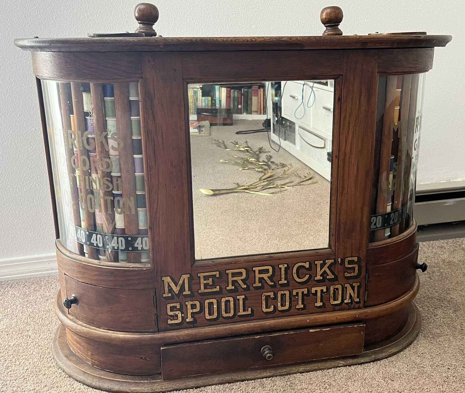 1897 Merrick Spool Cabinet With Double Revolving Spool Holders | eBay