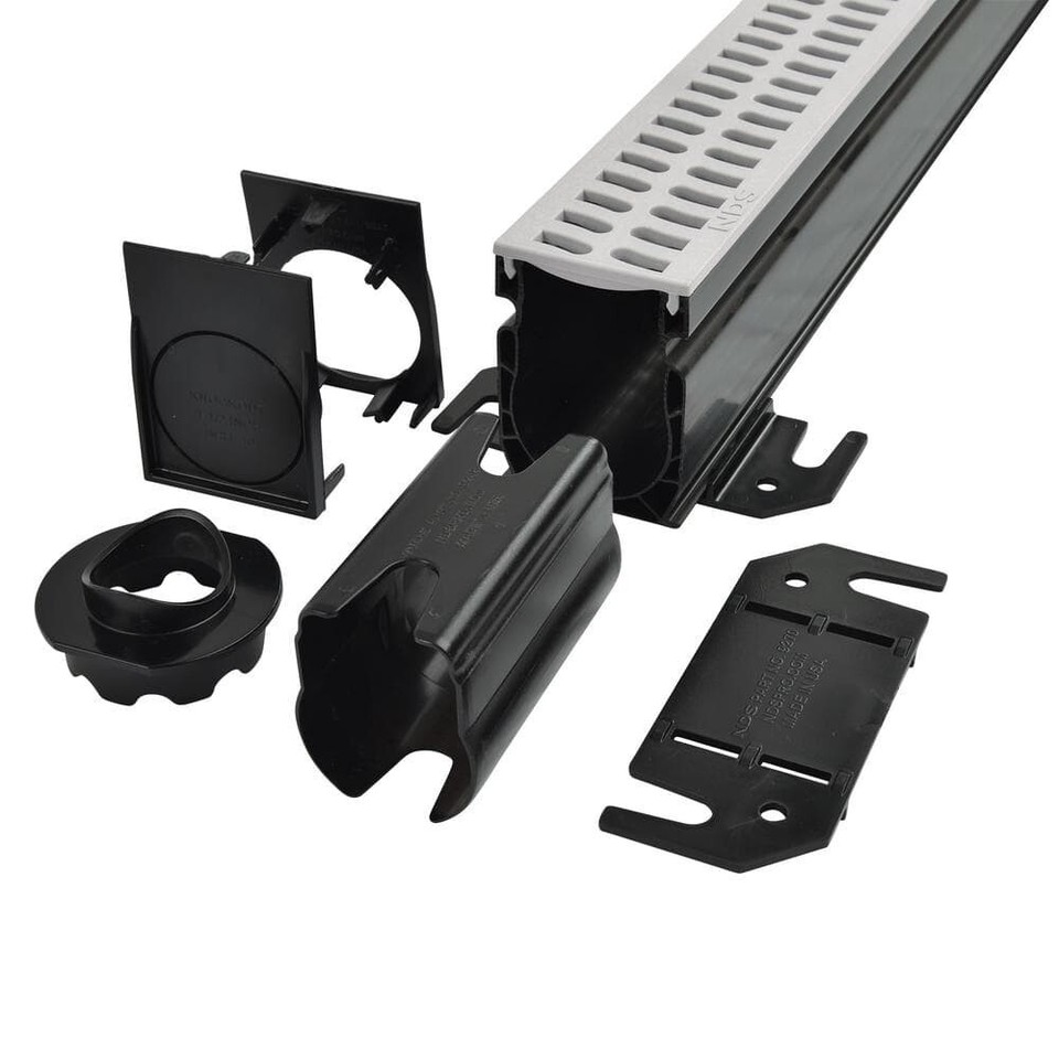 Slim Channel Drain Kit - 2-1/4" x 6 ft. - Gray Grates Complete ...