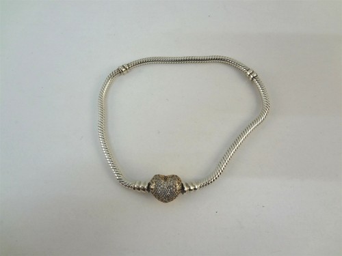 Pandora 586292CZ Moments Pave CZ Rose Heart Clasp Sterling Silver Charm ...