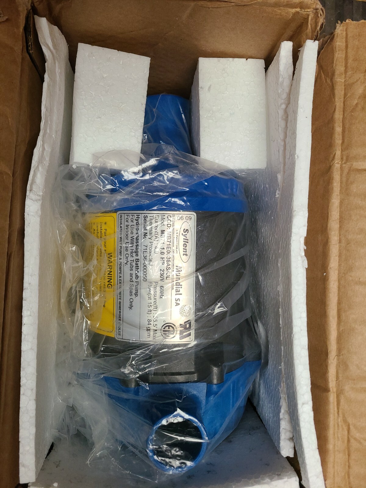 Pump, Syllent, 1.0 Horsepower, 230v, 100% Drain, OEM. MB71E0036AS/UL | eBay