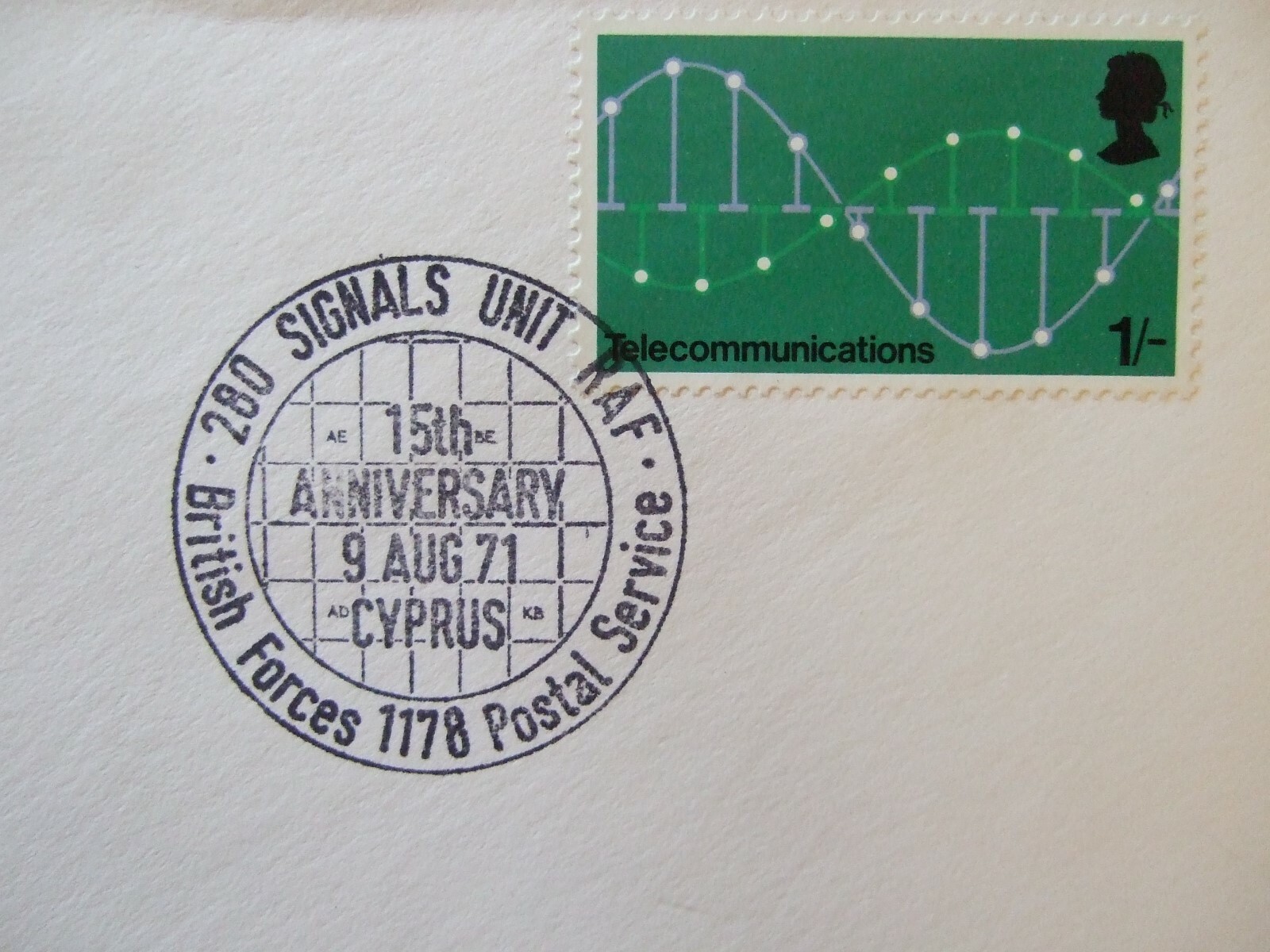 MILITARY COVER-280 SIGNALS UNIT RAF-15TH ANNIVERSARY 9 AUG 71 CYPRUS ...