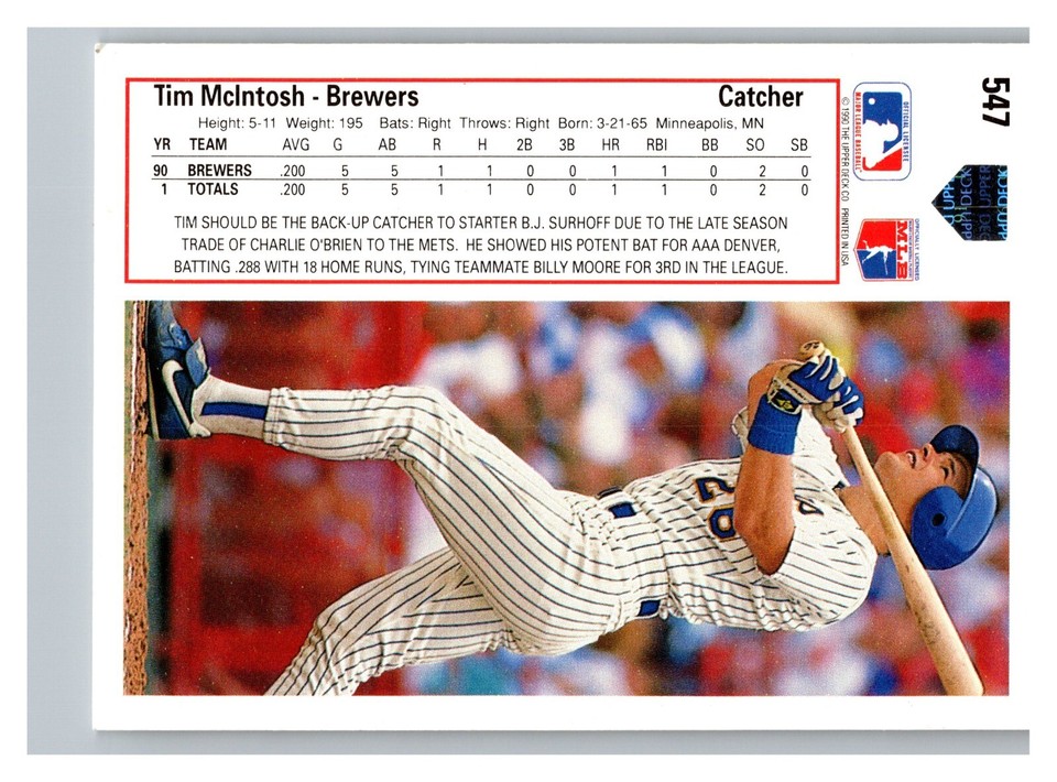 1991 Upper Deck - #547 Tim McIntosh Signed Auto Autograph | eBay