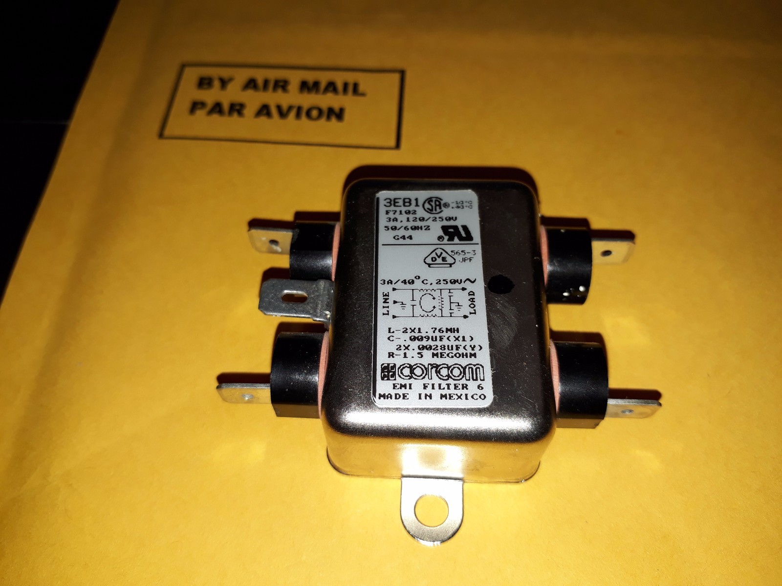 Corcom 10vb3 -power Line Filter Chassis 0.012 Μf 250 VAC 10 a EMI RFI ...