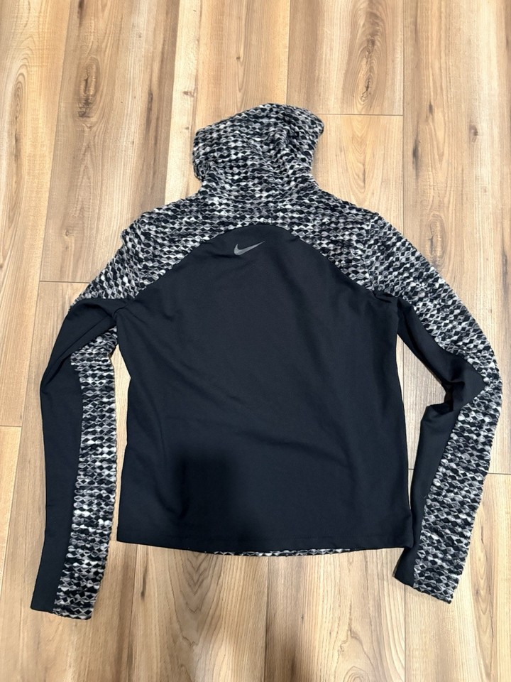 Nike Pro Hyper warm Running Shirt Mock Funnel Neck Women’s Medium Black ...