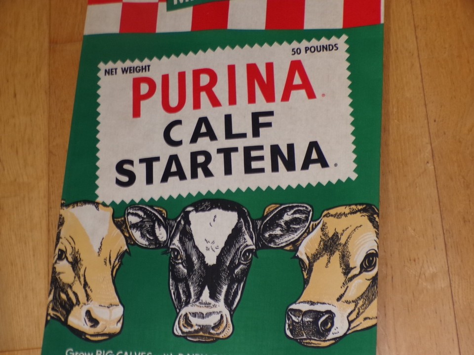 Vintage Old Rare Purina Calf Startena Cow Graphic Farm Feed Sack Bag ...