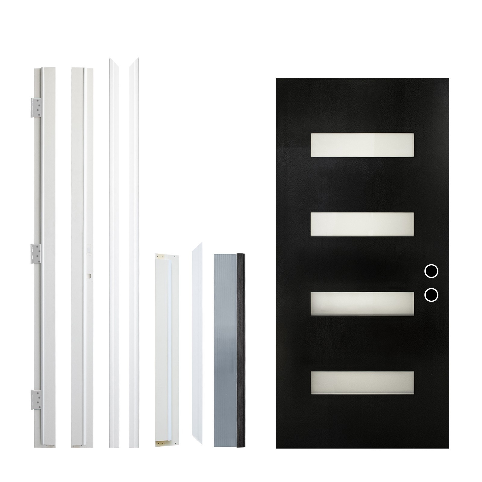 36x80 Fiberglass Entry Door, Frosted Glass, Black, LH Inswing, 4-9 ...