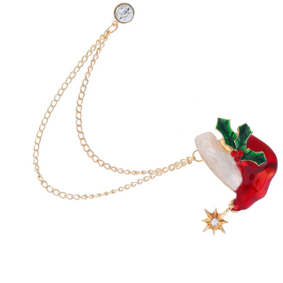 Stylish Cartoon Christmas Hat Shaped Brooch Alloy Drop Oil Brooch Wild ...