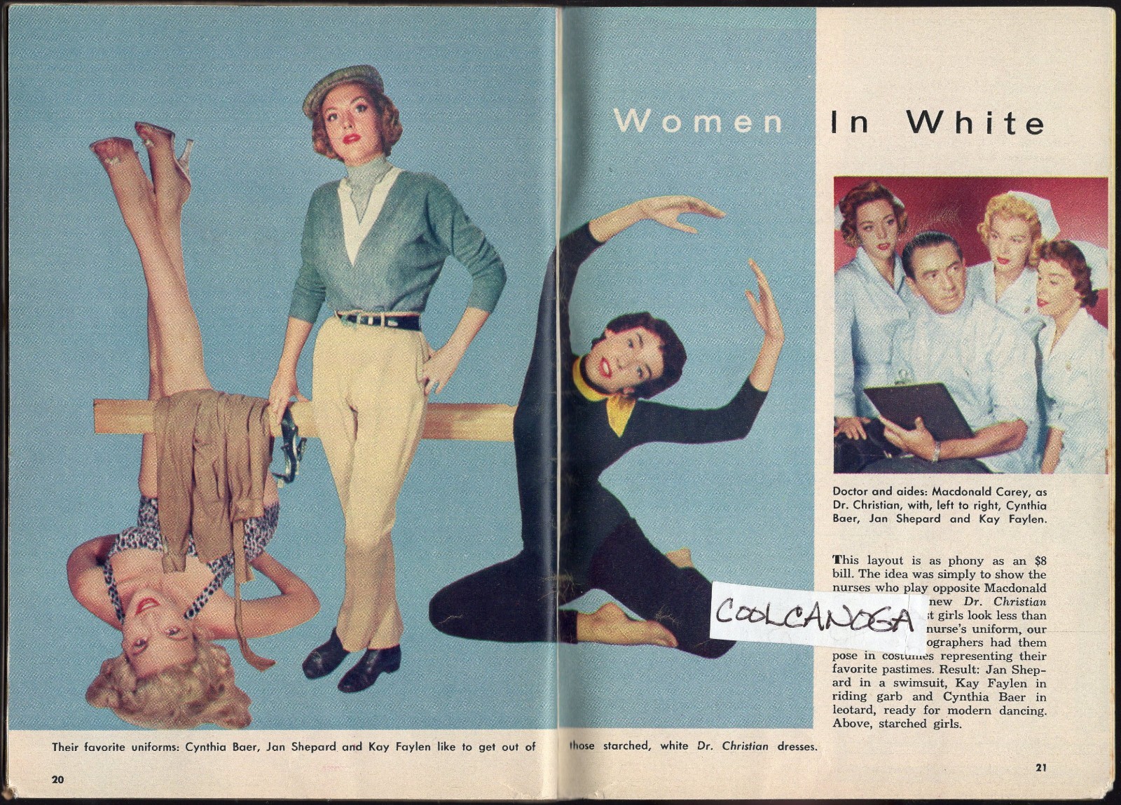 1956 TV ARTICLE/JAN SHEPARD/CYNTHIA BAER/KAY FAYLEN/DR CHRISTIAN ...