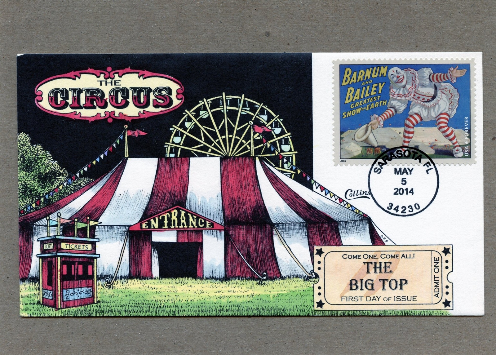 WWLF COLLINS FDC COVER VINTAGE CIRCUS POSTERS 4898 BARNUM & BAILEY ...