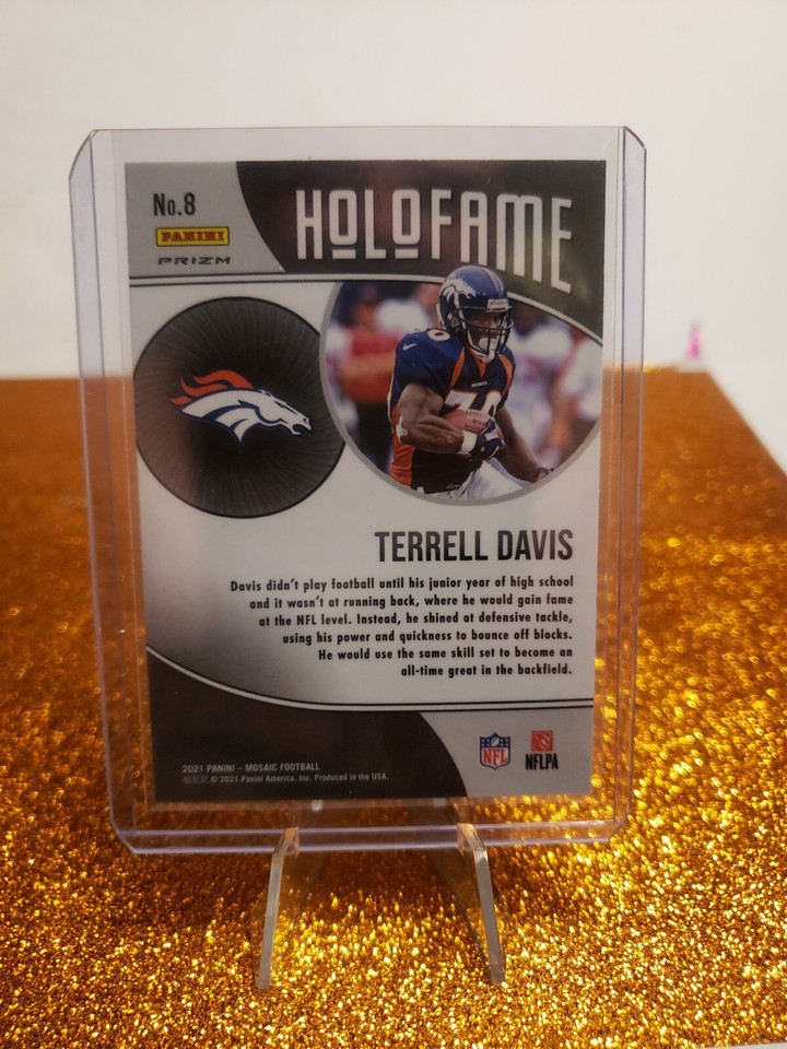 Terrell Davis GREEN CARD REFRACTOR HOF HALL OF FAME MOSAIC PRIZM ...