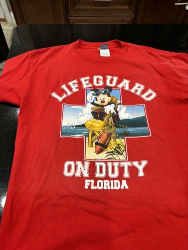 Disney Mickey Mouse Lifeguard Florida Tshirt Size M Color Red | eBay