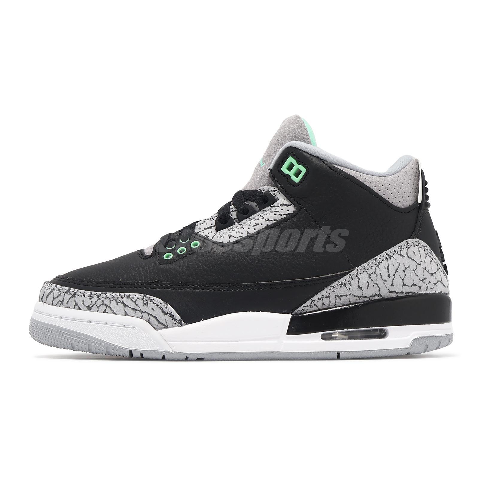 Nike Air Jordan 3 Retro GS AJ3 Green Glow Kids Youth Casual Shoes ...