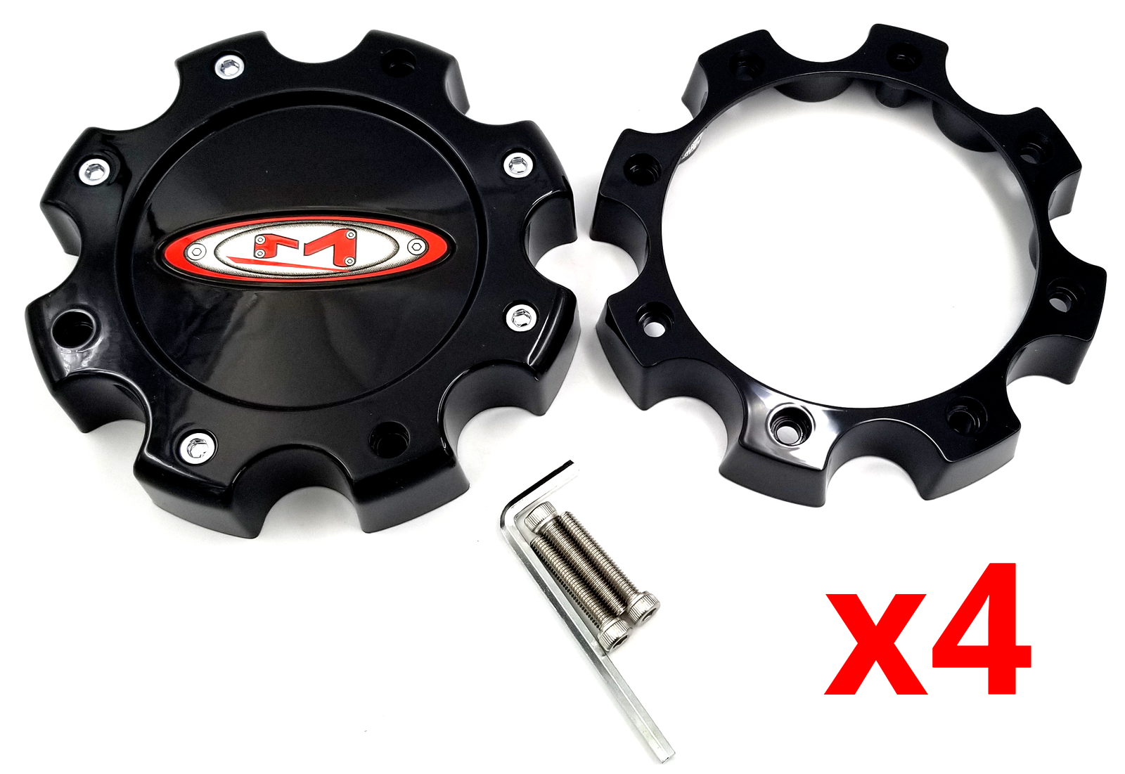 Set of 4 Moto Metal MO955/956 Gloss Black 8Lug Bolt On Center Cap ...