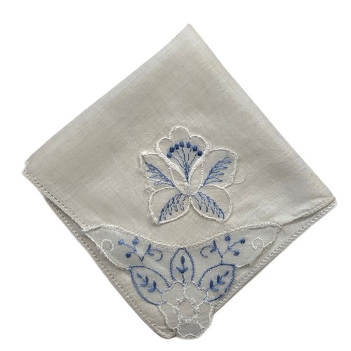 Embroidered Something Blue Bride Handkerchief 3D Wedding Cottage Core ...