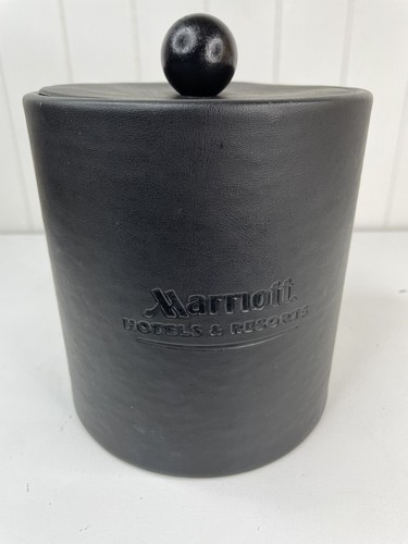 Marriott Hotels Black Faux Leather Ice Bucket w/ Lid Mr. Ice Bucket ...