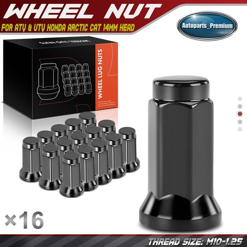 16x M10x1.25 Wheel Lug Nut Flat Base for ATV & UTV Honda Arctic Cat w ...