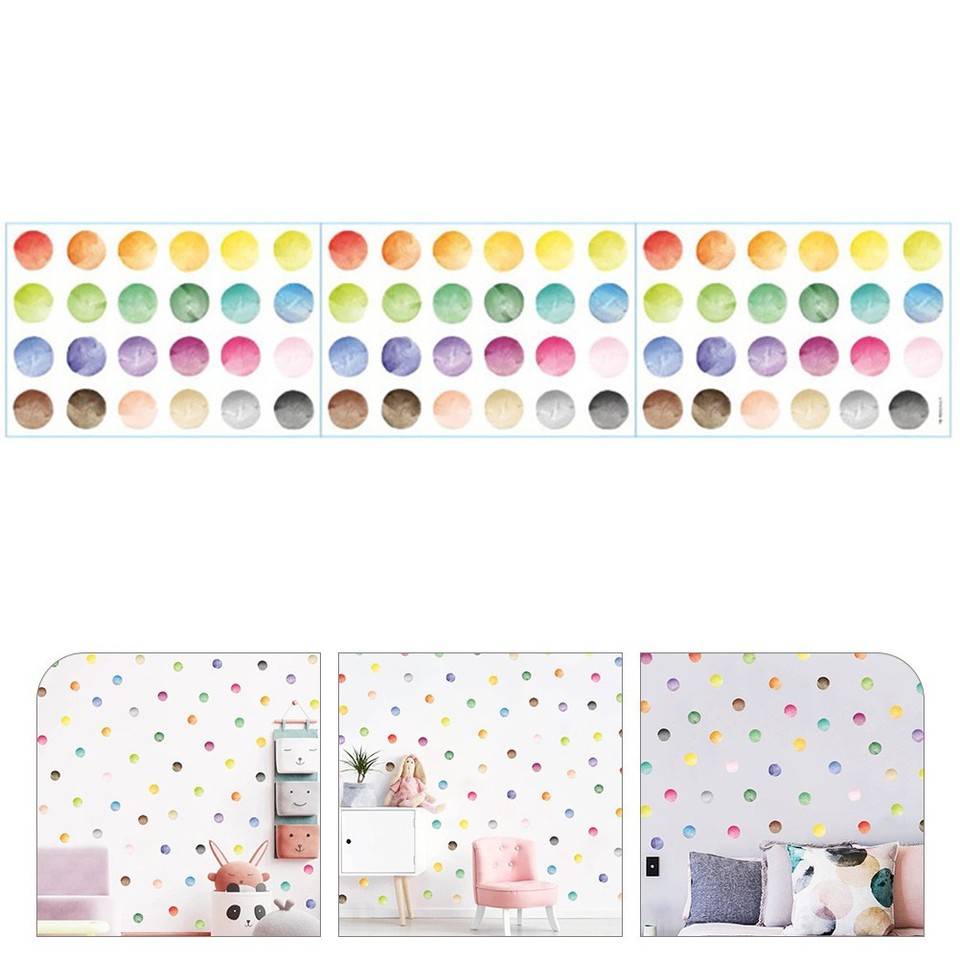 Watercolor Colorful Dots Wall Decals Kids Room Wall Sticker Baby Room ...