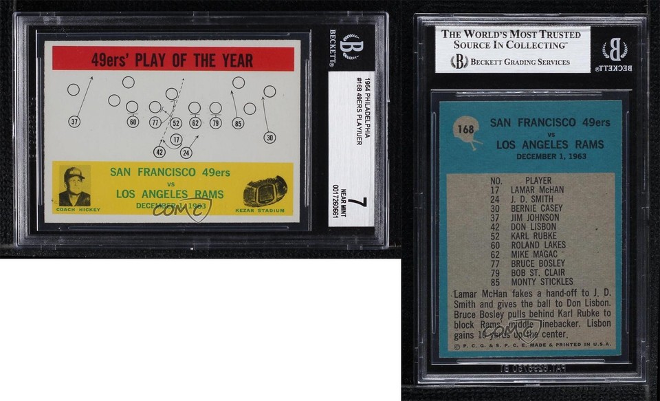 1964 Philadelphia San Francisco 49ers Red Hickey #168 BGS 7 0q3 | eBay