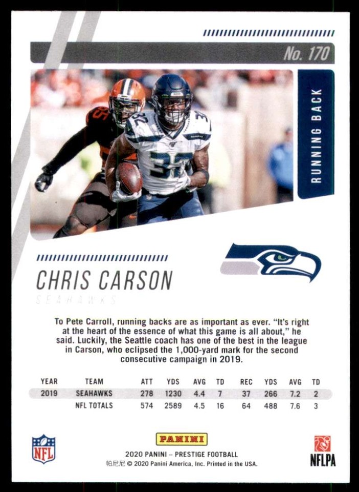 2020 Prestige Chris Carson #170 139196 | eBay