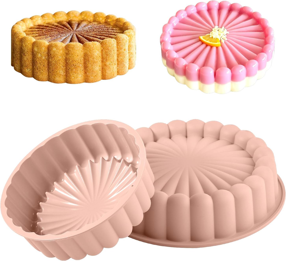 10 Inch Silicone Cake with 8 Inch Pan Set (2 Pack) - Nonstick Baking ...