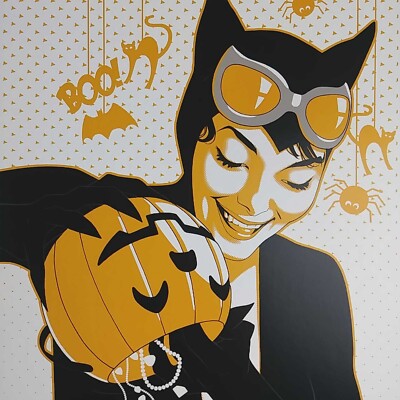 DC Comics Catgirl Halloween Boo! Litho Print 12 x 16 Spider Bat Black ...