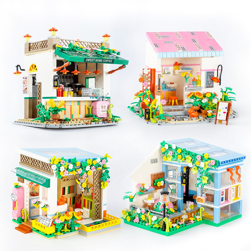 Town Cafe And Art Studio Scenery Building Blos For Kids Small Particle ...