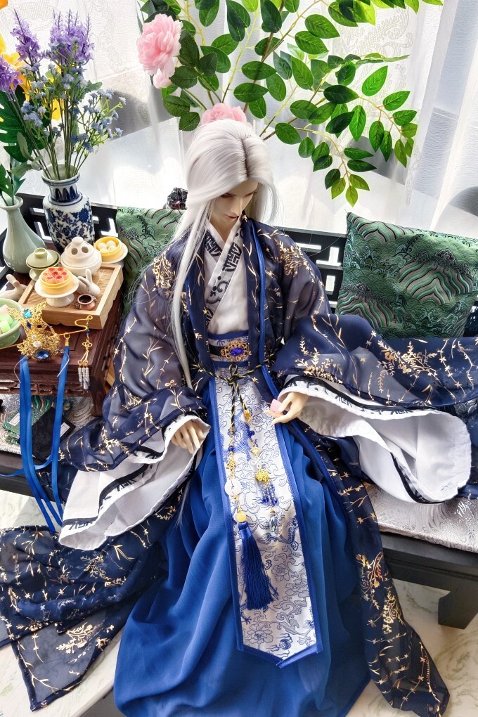 1/4 1/3 SD17 Uncle ID72/75 BJD Archaic Clothes Costume Blue Bronzing ...