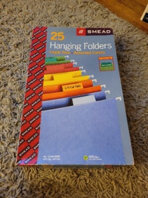 SMEAD HANGING FILE FOLDERS, LEGAL SIZE, ASSORTED BOX OF 25 | eBay