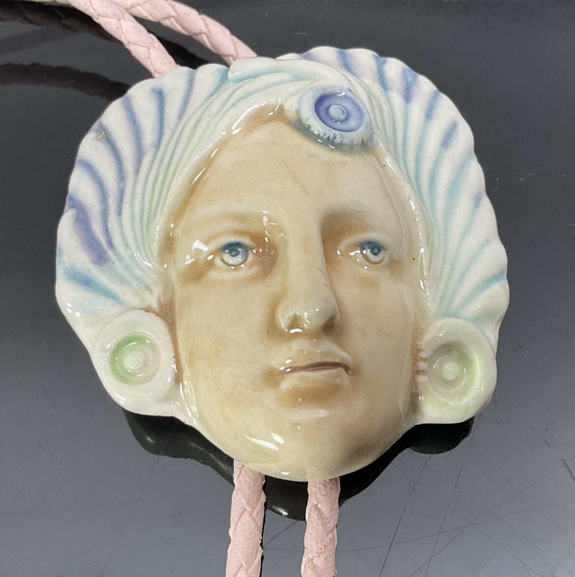 Tacoma Art Pottery Signed TAP Face Bolo Pendant David Keyes Art Nouveau ...