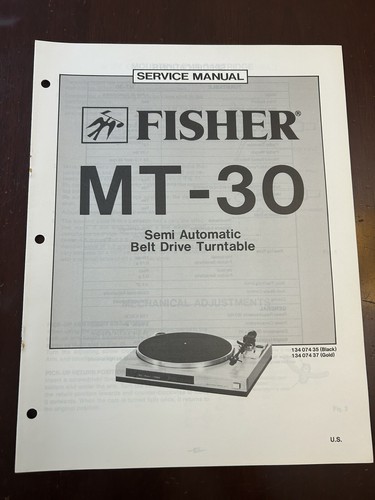 Fisher MT-30 Turntable Record Player Service Manual Vintage OEM Repair ...