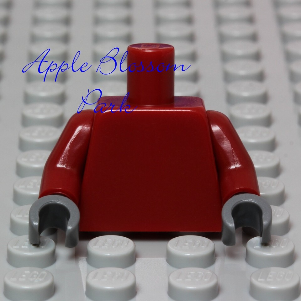 LEGO Girl/Boy Minifig Plain DARK RED TORSO Blank w/Dark Gray Minifigure ...