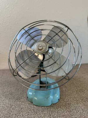 Vintage Eskimo Fan 10" Turquoise Electric Steel Blade Cage Model 081002 ...