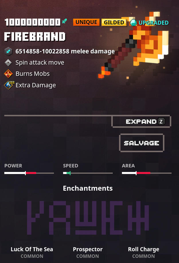 Minecraft Dungeons - FIREBRAND UNIQUE GILDED *(Xbox) (PS5)(PS4) (Switch ...