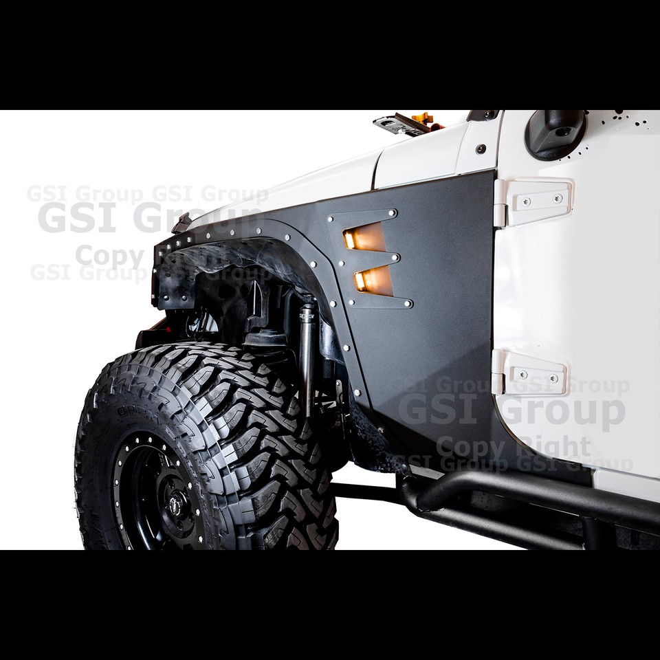 Body Armor Front+Rear Fender Flares+Corner Guard+6x LED 07-18 Jeep JK ...