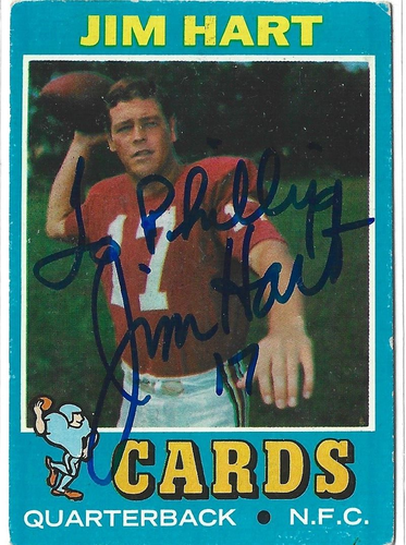 Jim Hart 1971 Topps Autographed Football Card #47 St. Louis Cardinals ...