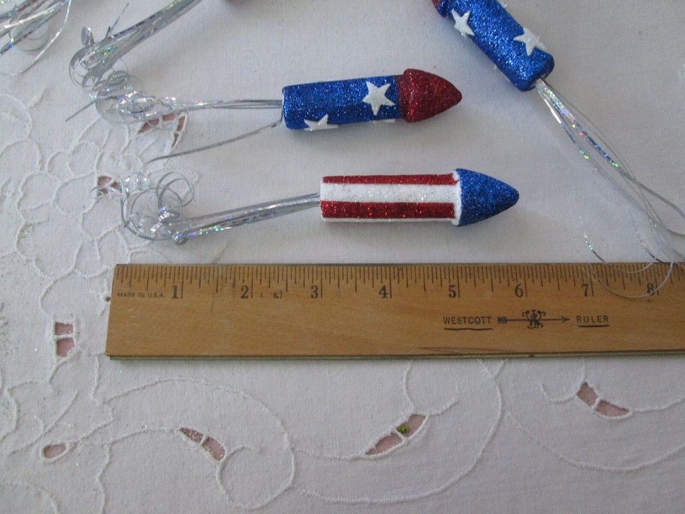 6 pc. Patriotic Firecracker Rockets Glitter Table Decor 5-6" - 4th of ...