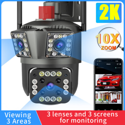 3Lens 1080P HD WiFi APP Camera Wireless Outdoor CCTV PTZ Home Security ...