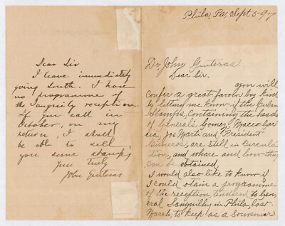 Juan Guiteras SIGNED AUTOGRAPH Letter Cuban Physician Yellow Fever Cuba 1897 | eBay