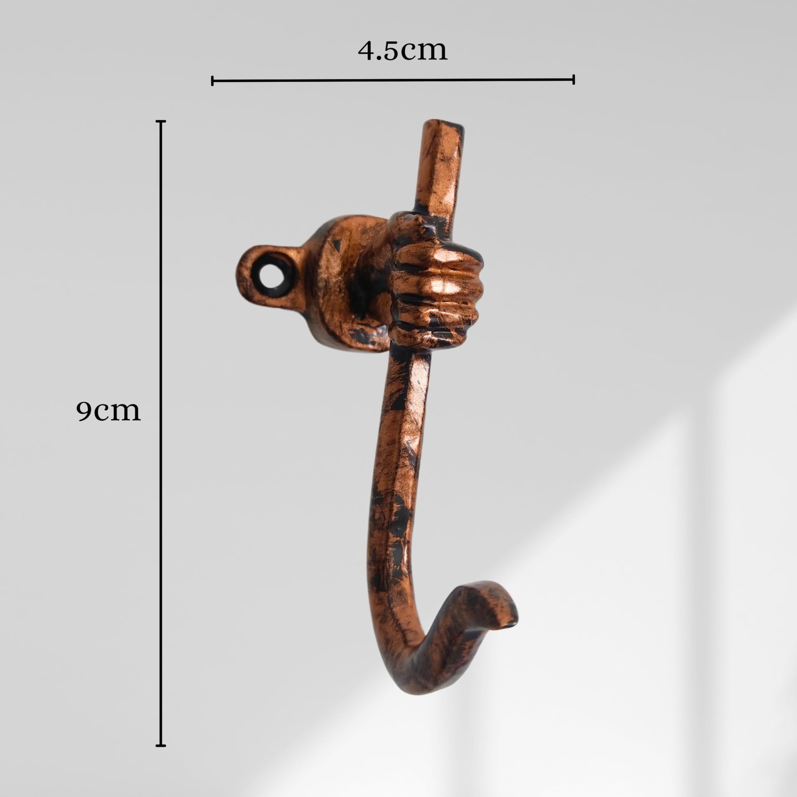 Set of 3 Cast Iron Unique Hand Hook Shape Coat Hooks Wall Art Decor ...