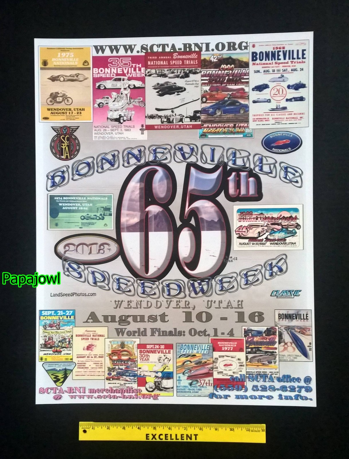 SCTA Bonneville Salt Flats 2013 65th Speed Week Poster Wendover, Utah ...