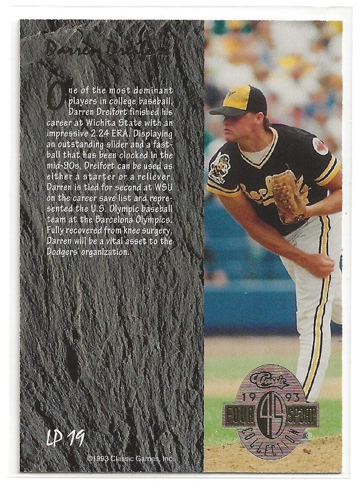 1993-94 Classic 4-Sport Darren Dreifort Limited Print Insert Card ...