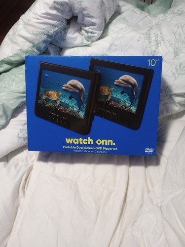 Onn. 10" Portable Dual Screen DVD Player Kit - 1 Show on 2 Screens ...