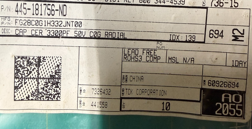 10 pcs, 3300 pF ±0.5pF 50V Ceramic Capacitor C0G, NP0 Radial, | eBay