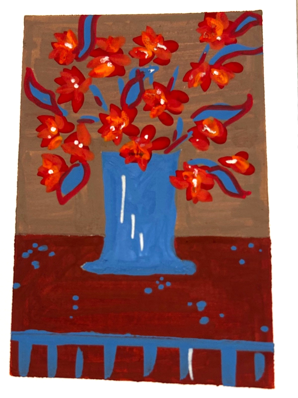 aceo original painting flower bouquet, 2 1/2x3 1/2 inch. Acrylic on ...