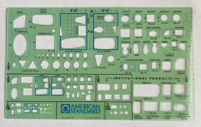 Vtg 1970 American Standard Drafting Template Form No 9383A (9 5/8" x 5 ...
