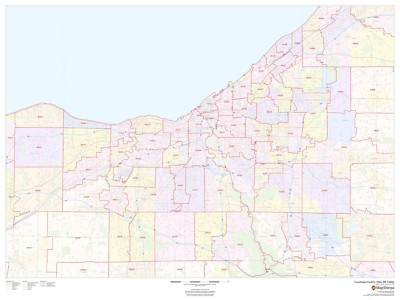 Cuyahoga County, Ohio ZIP Codes Laminated Wall Map (MSH) | eBay