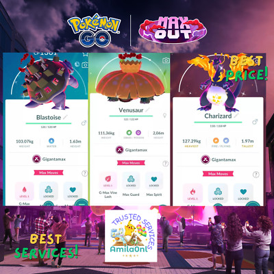 Pokémon Go-Shiny Gigantamax Charizard Venusaur Blastoise Mini PTC | eBay